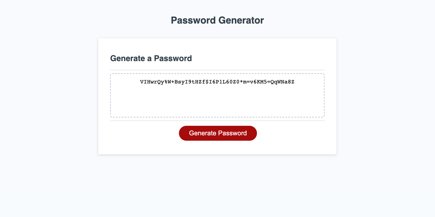 GitHub - nooburger81/Challenge3-RandoPWGen: Create the javascript code for a random password ...