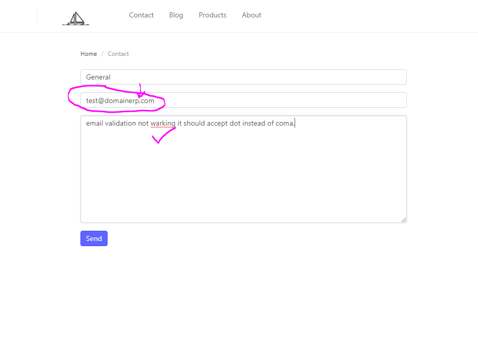 Contact Form Email Validation Version 11.1.19 · Issue #17153 · frappe/erpnext · GitHub