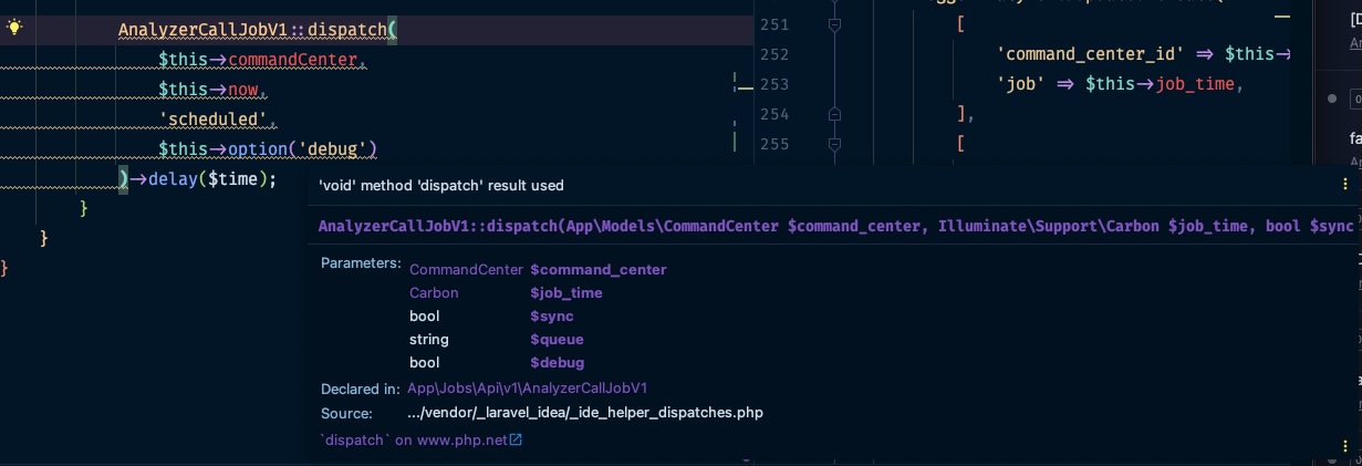 [Bug]: incorrect void return type for dispatch method · Issue #602 · laravel-idea/plugin · GitHub