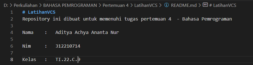 GitHub - AdityaAchya/LatihanVCS: Repository ini dibuat untuk memenuhi tugas pertemuan 4 - Bahasa ...