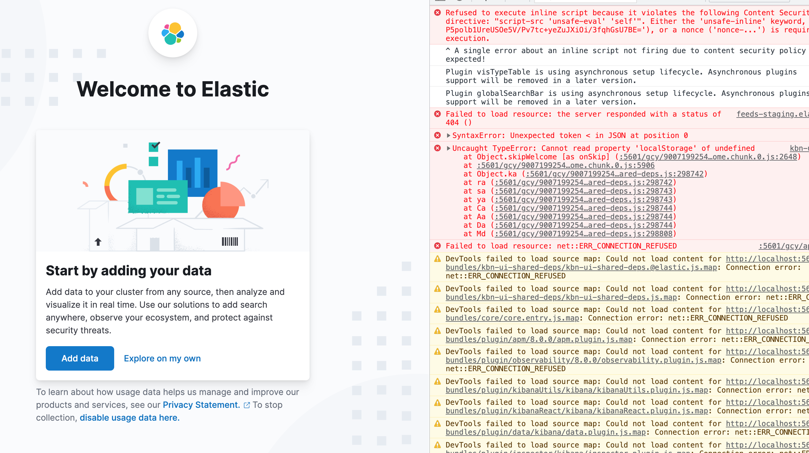 "Explore on my own" Welcome interstitial button crashes Kibana · Issue #110133 · elastic/kibana ...