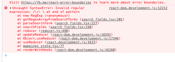 Mappings Editor Entering Backslash At End Of Search Crashes Kibana · Issue 54669 · Elastic