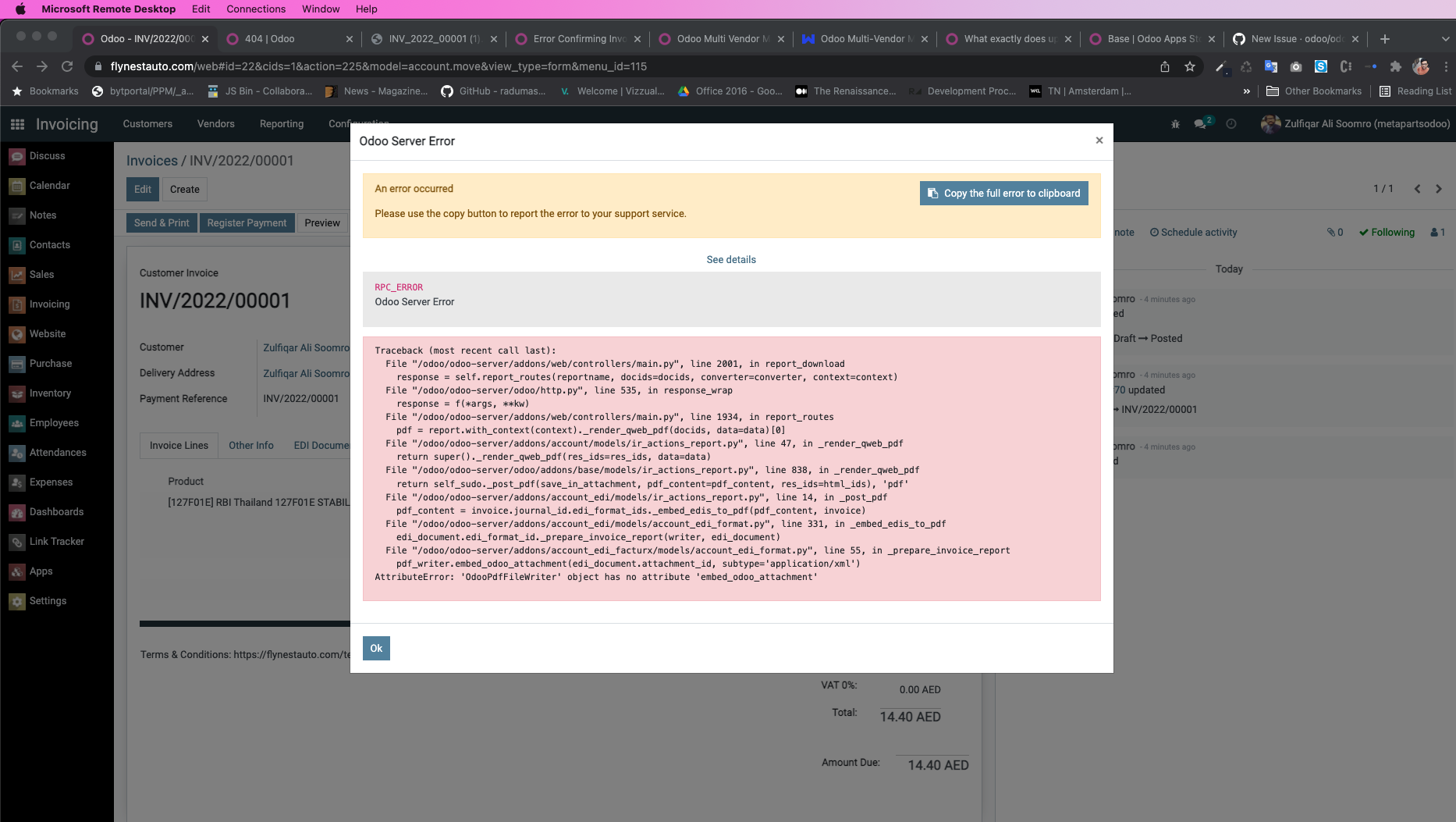 Cannot Download Or Print Confirmed Invoices Attributeerror Odoopdffilewriter Object Has No 