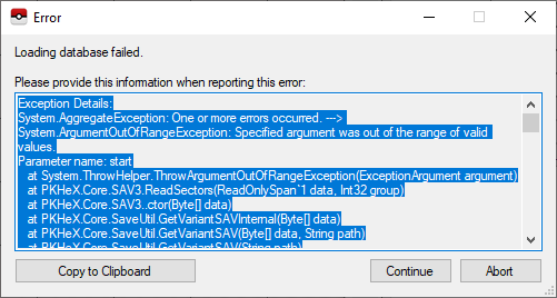 Can't use the database feature · Issue #3512 · kwsch/PKHeX · GitHub