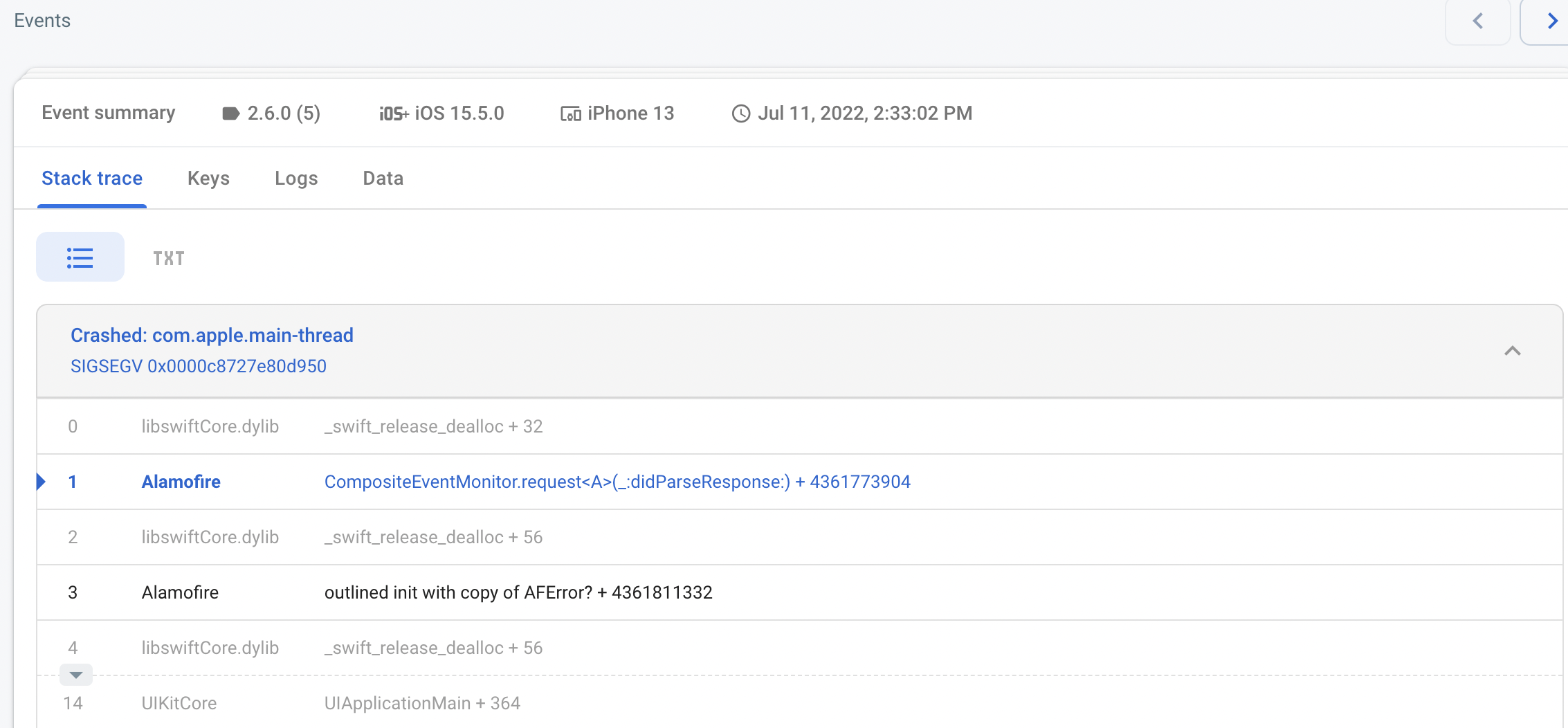 Crash CompositeEventMonitor · Issue #3635 · Alamofire/Alamofire · GitHub