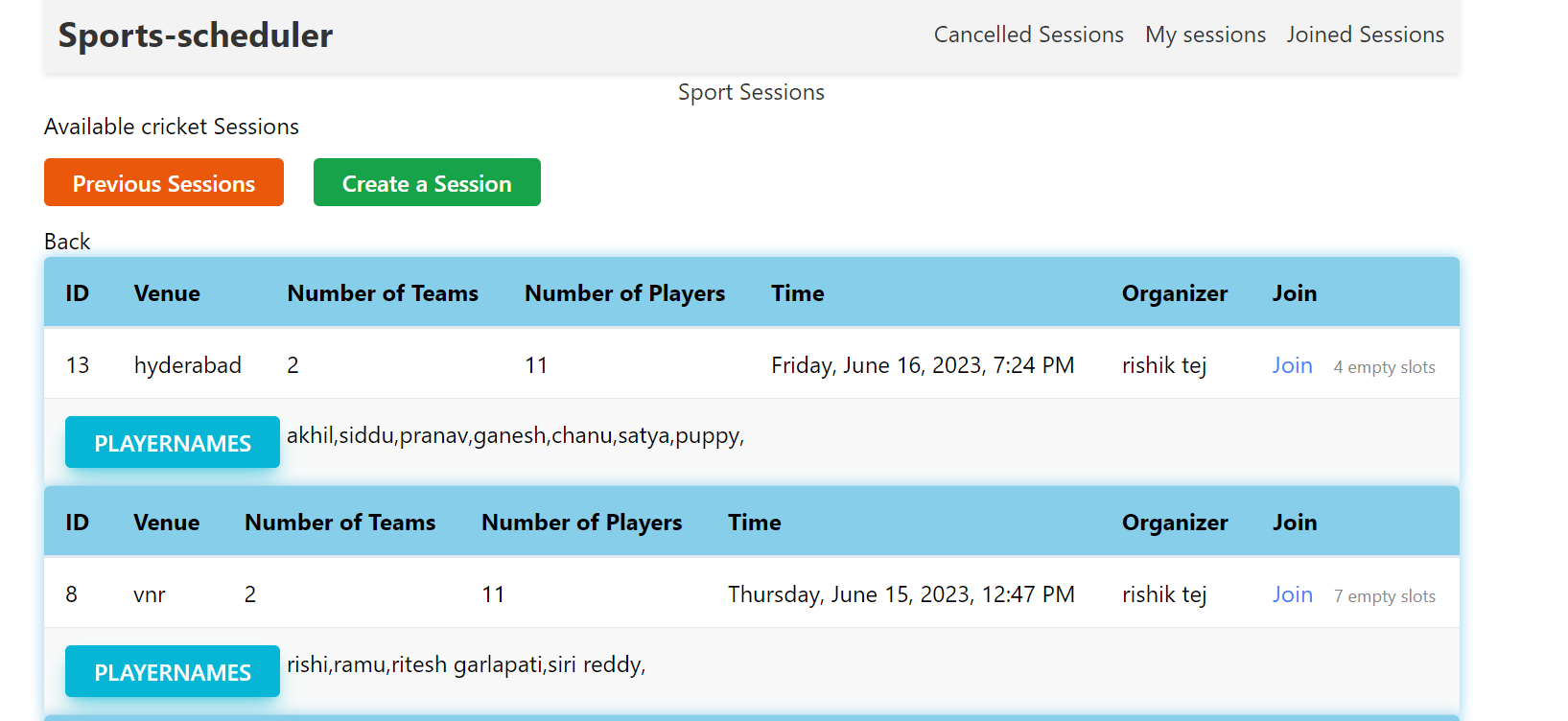 GitHub - rishiktej/sports-scheduler
