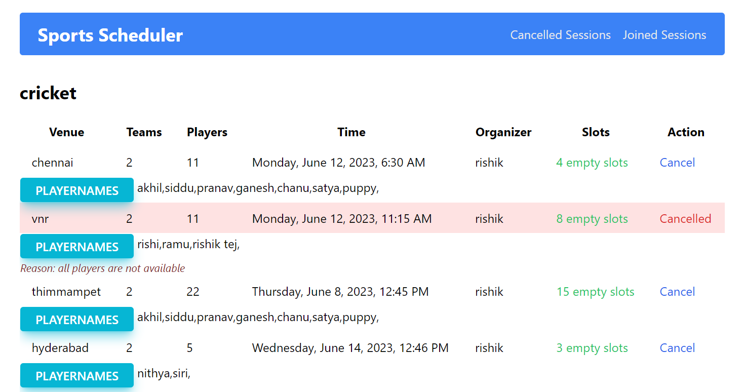 GitHub - rishiktej/sports-scheduler