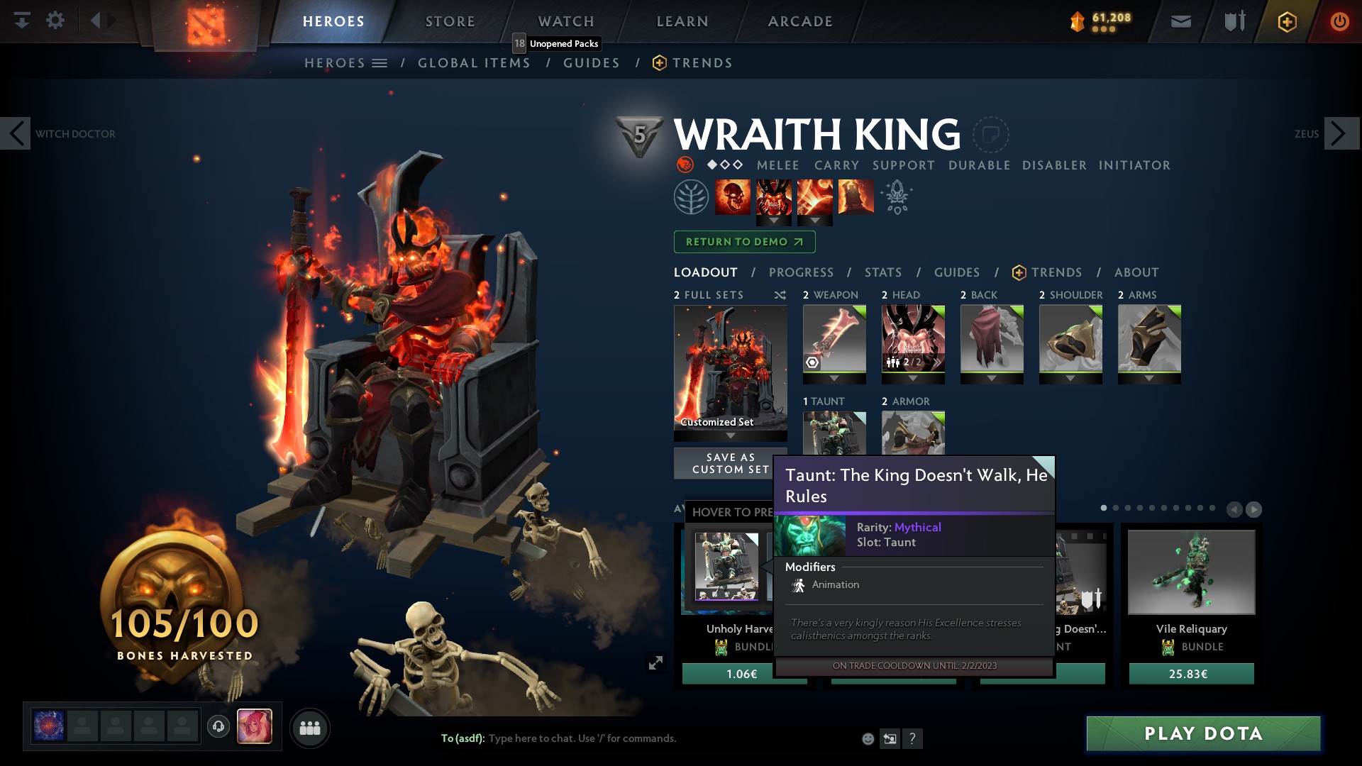 Wraith King's model is abnormally high in-game during the "The King Doesn't Walk, He Rules ...
