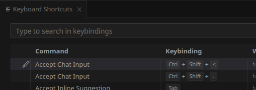 keybinding for period displays as less-than in table view · Issue #190538 · microsoft/vscode ...
