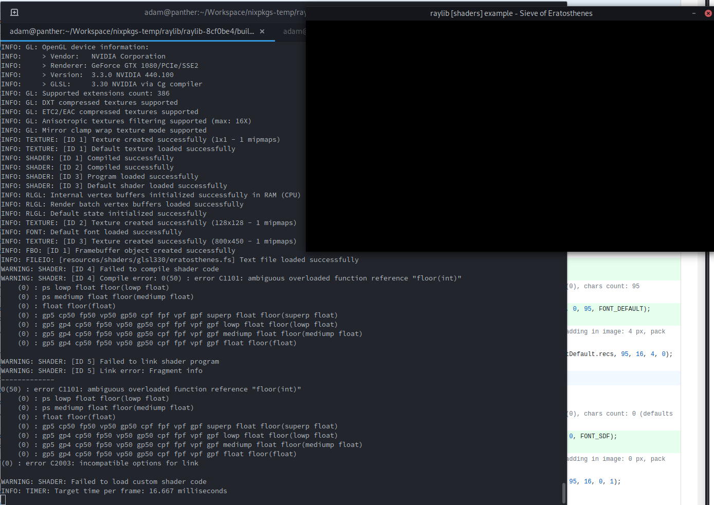 [examples/shaders_eratosthenes] Black window and shader errors · Issue #1377 · raysan5/raylib ...