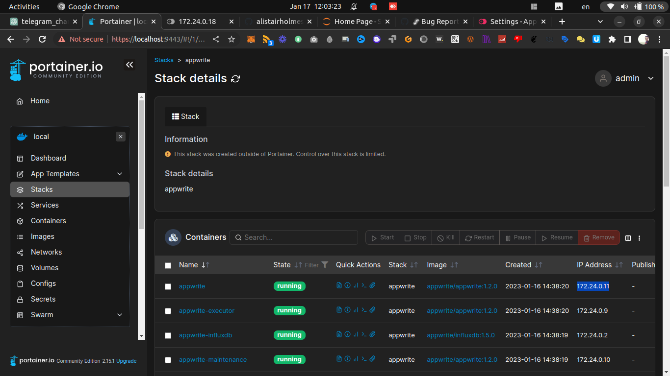 🐛 Bug Report: `ip change on restarting docker stack` · Issue #5011 · appwrite/appwrite · GitHub