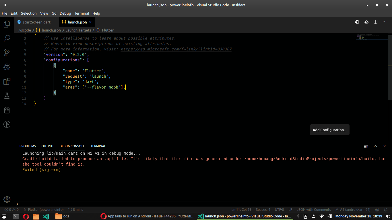 App Fails To Run On Android · Issue 44235 · Flutterflutter · Github