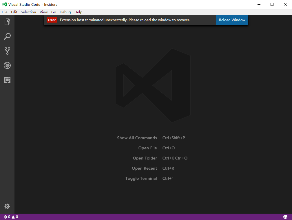 Extension host terminated unexpectedly. Please reload the window to recover. · Issue #28452 ...