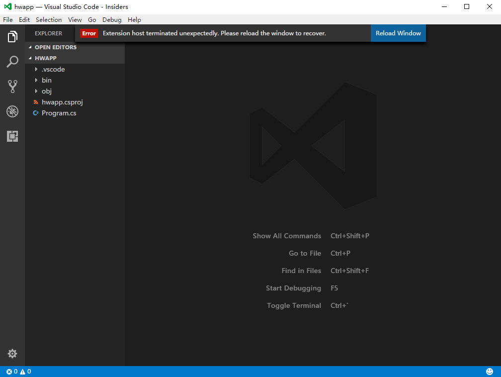 Extension host terminated unexpectedly. Please reload the window to recover. · Issue #28452 ...