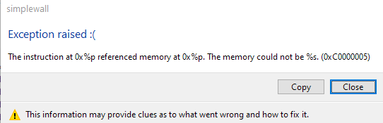 Version 3.4.3: Exception raised :( The instruction at 0x%p referenced ...
