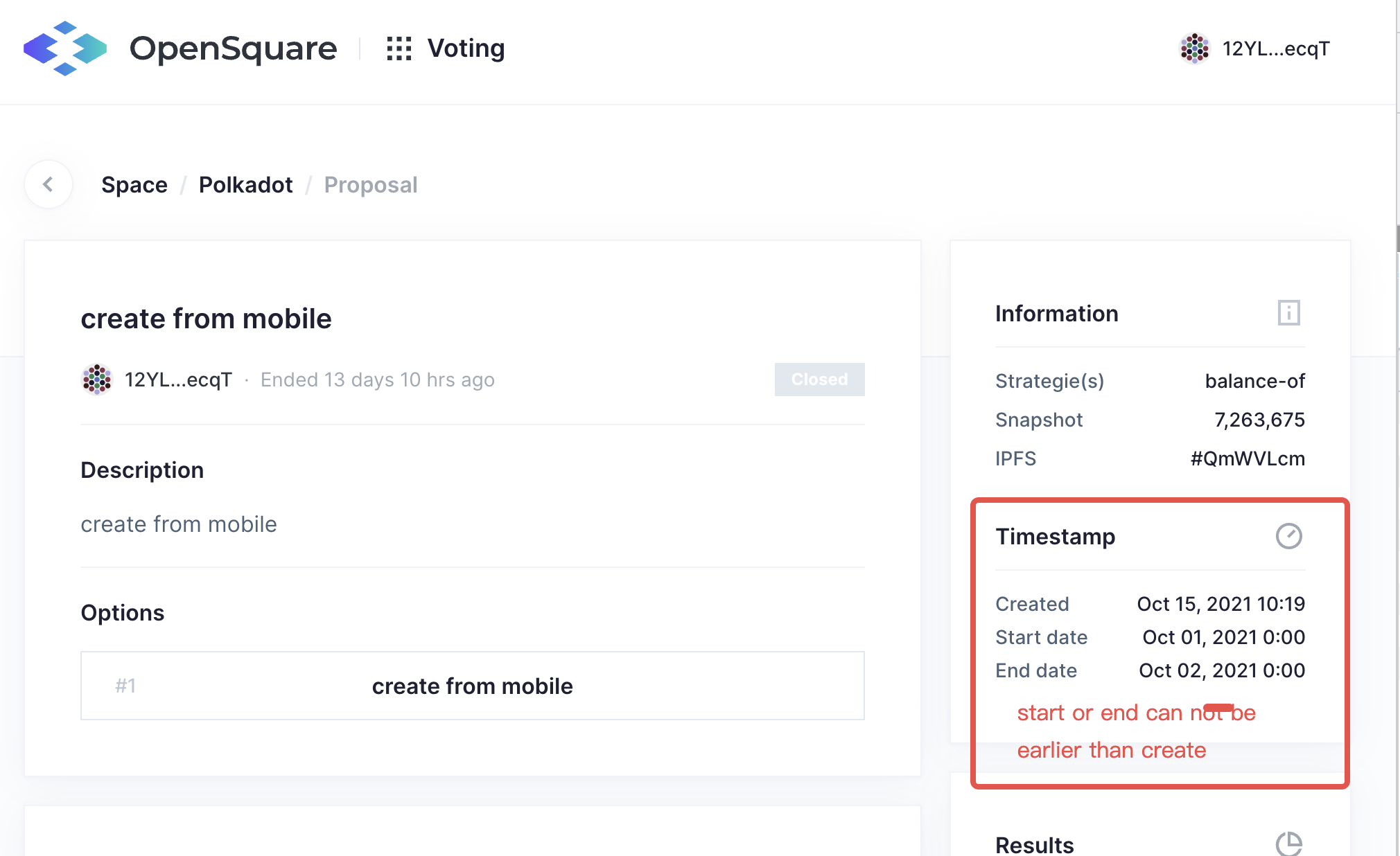 Users should not be able to create a proposal that starts or ends before current time · Issue ...