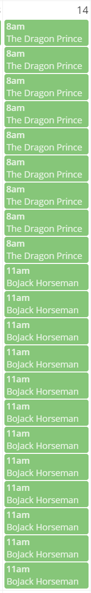 Collapse episodes in the calendar when many are released at once ...