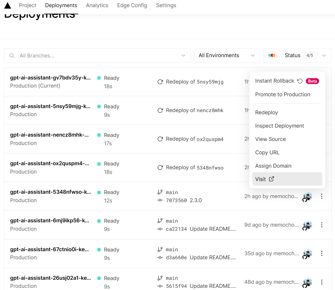 更新程式碼後，新增環境變數後，機器人已讀不回 · Issue #134 · memochou1993/gpt-ai-assistant · GitHub