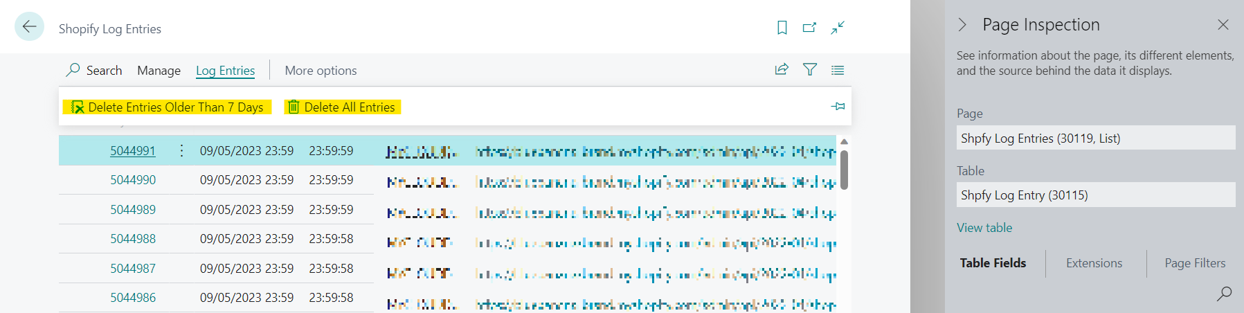 [extensibility request] Table 30115 "Shpfy Log Entry" remove Internal Access property · Issue ...