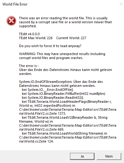 Jouney Map Error on Loading · Issue #1211 · TEdit/Terraria-Map-Editor · GitHub