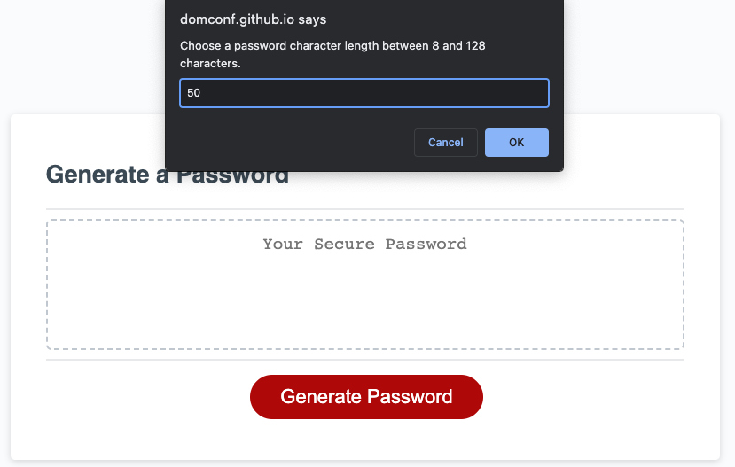 Github Domconf Password Generator