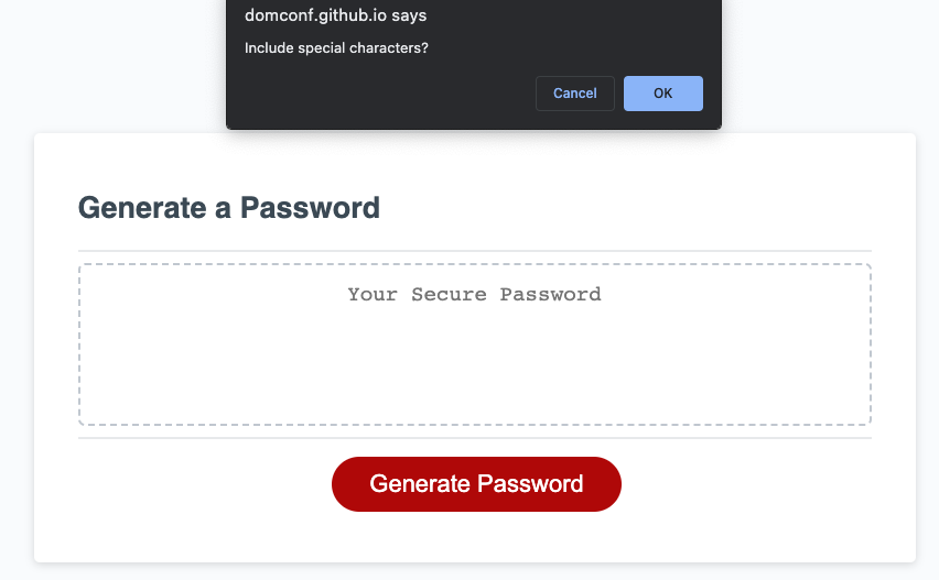 Github Domconf Password Generator