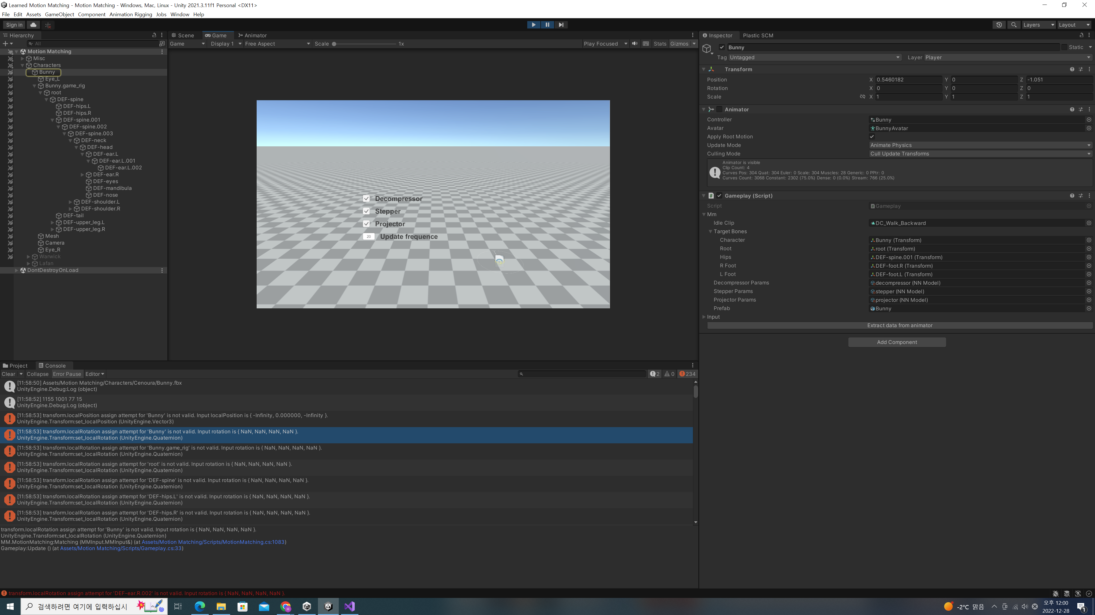 Having A Trouble With Running The Unity Sample · Issue 9 · Pau1o Hslearned Motion Matching