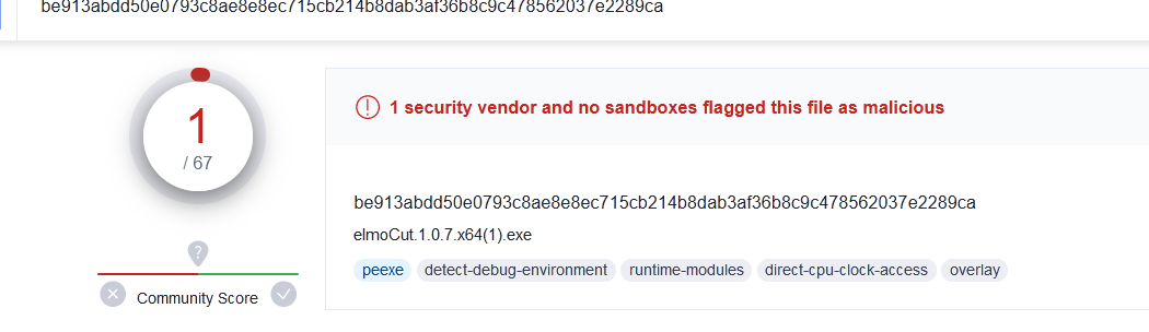 one detection from virustotal · Issue #58 · elmoiv/elmocut · GitHub