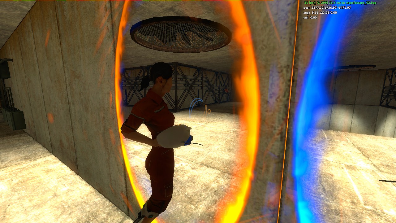 [Portal 1] Player model often clips in half and half not shown through ...