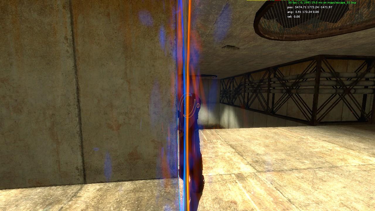 [Portal 1] Player model often clips in half and half not shown through ...