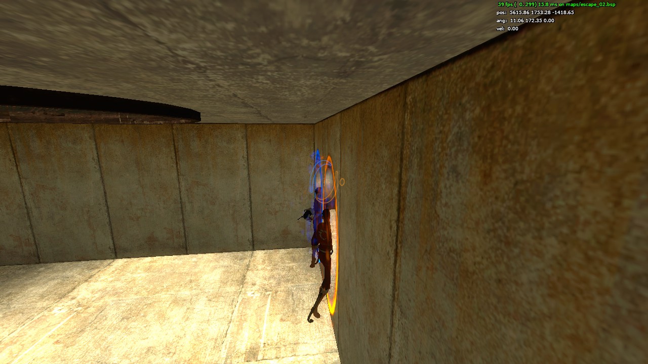 [Portal 1] Player model often clips in half and half not shown through ...