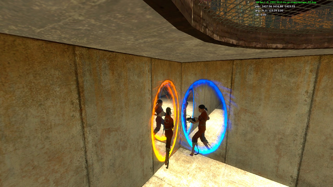 [Portal 1] Player model often clips in half and half not shown through ...