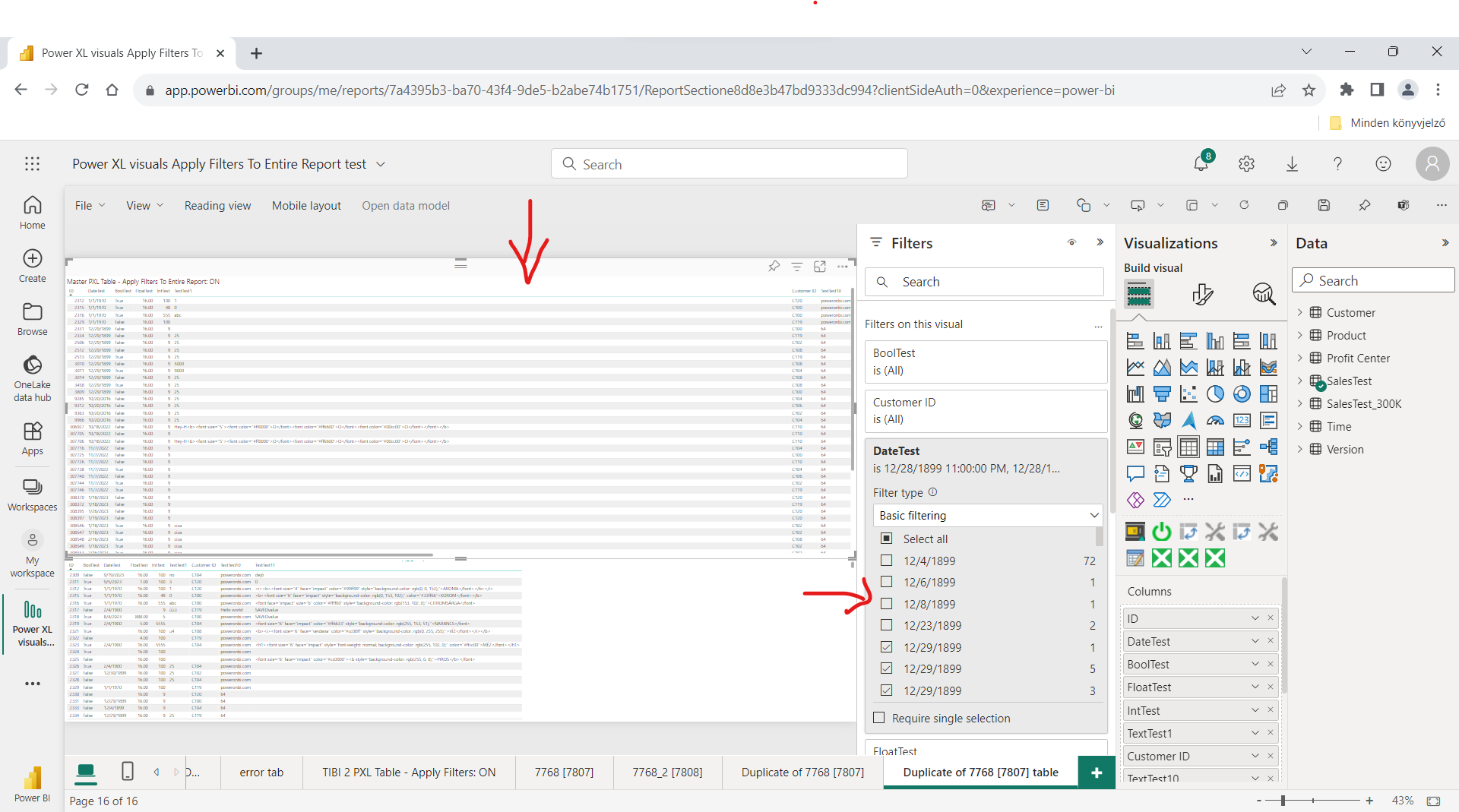 If a visual filtered by a date type field, then the selection is not working well. · Issue #484 ...