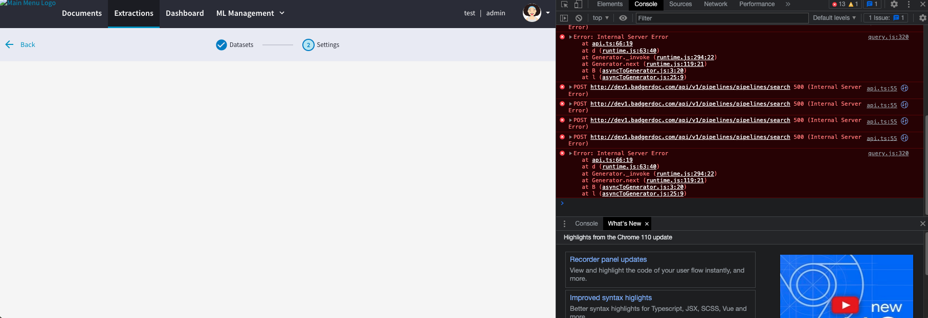 500 response in the Edit of Extraction · Issue #443 · epam/badgerdoc · GitHub