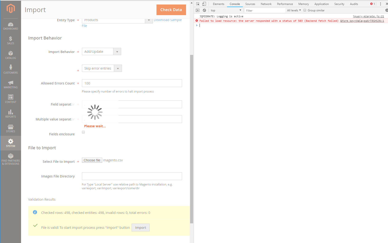 Uploading 498 records caused 503 backend error · Issue #17904 · magento/magento2 · GitHub