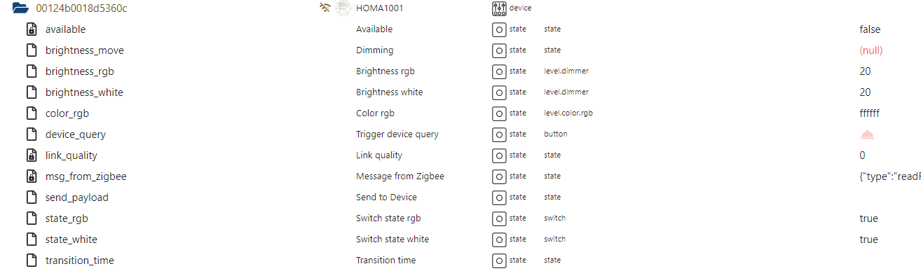 RGBW LED dimmer HOMA1001: No control of RGB LEDs · Issue #5680 · Koenkk/zigbee-herdsman ...
