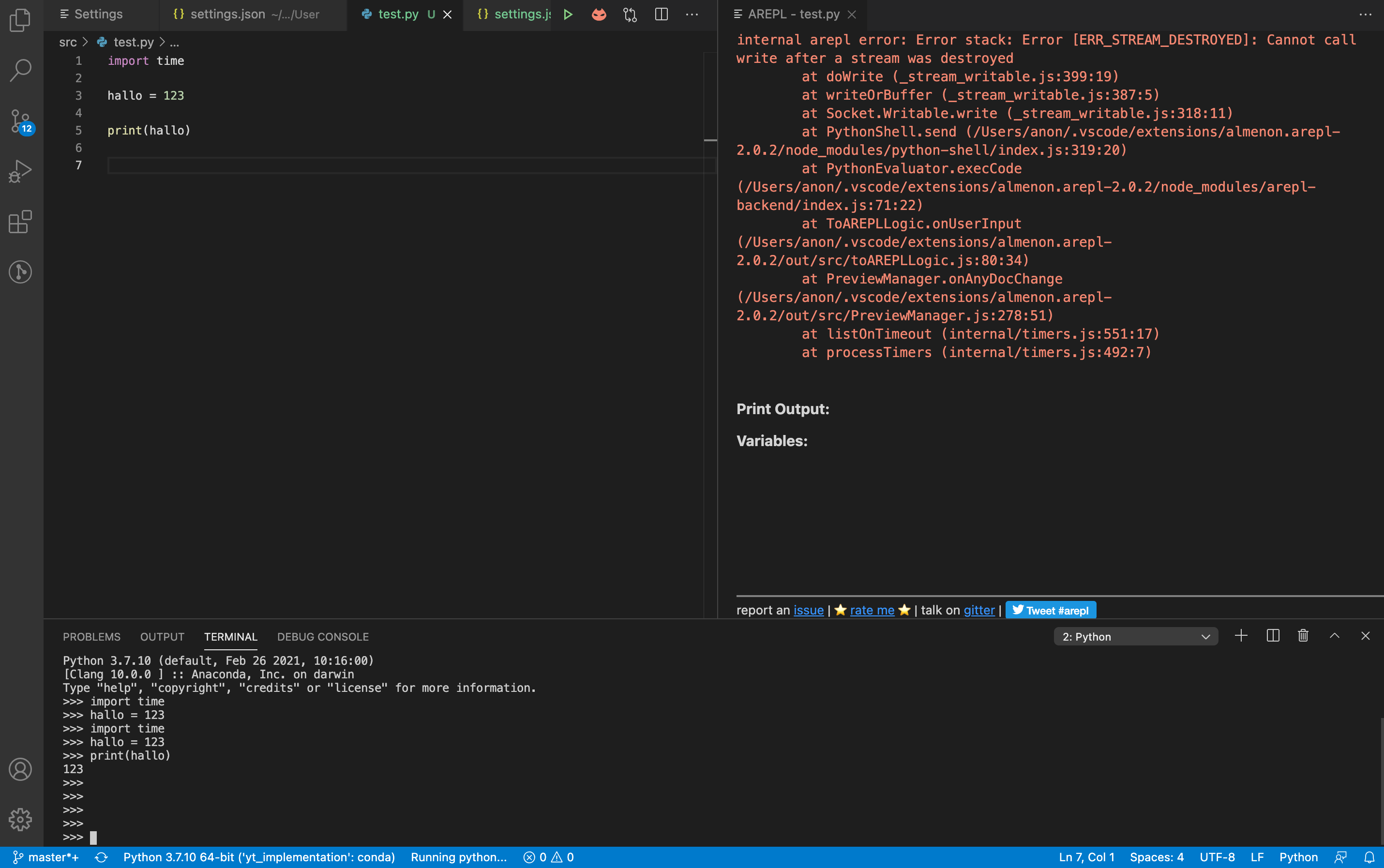 Temporary Bug Fix · Issue #331 · Almenon/AREPL-vscode · GitHub