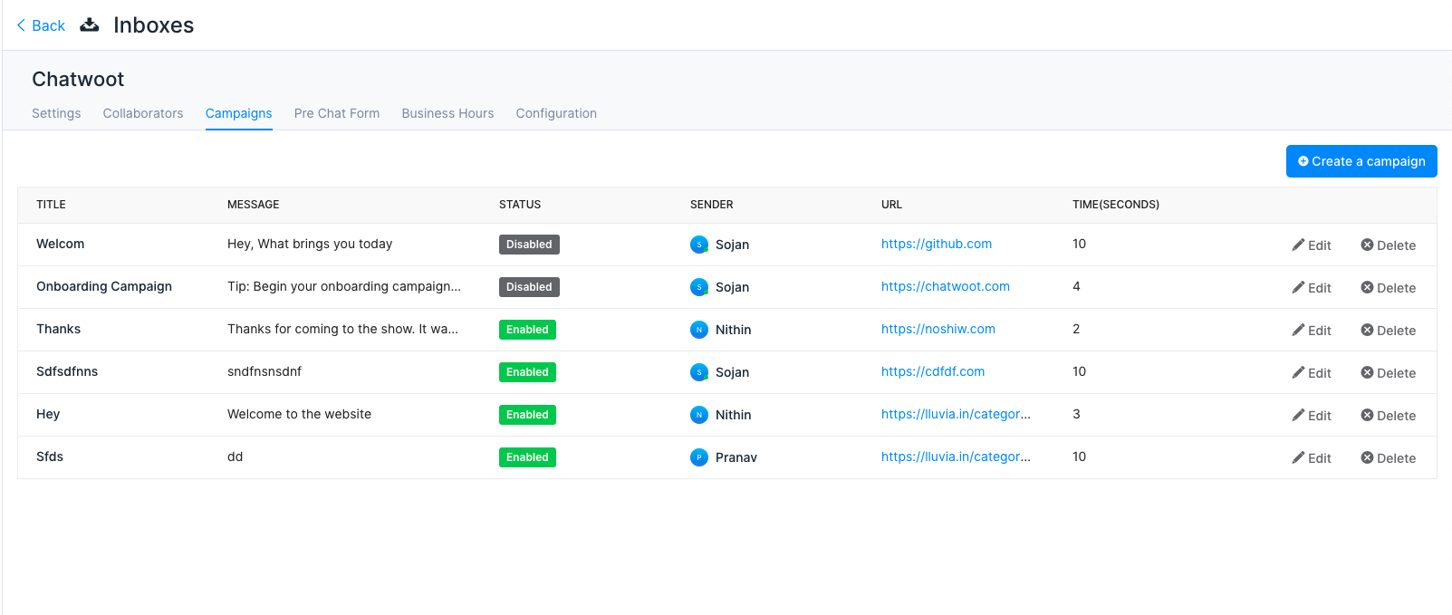 feat: Campaign table by muhsin-k · Pull Request #2212 · chatwoot/chatwoot · GitHub