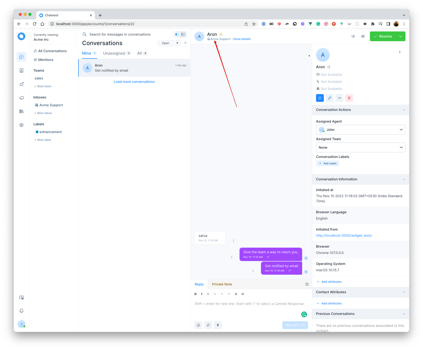 Show Inbox Name In Conversation Only If The Account Has More Than One Inbox · Issue 5843 