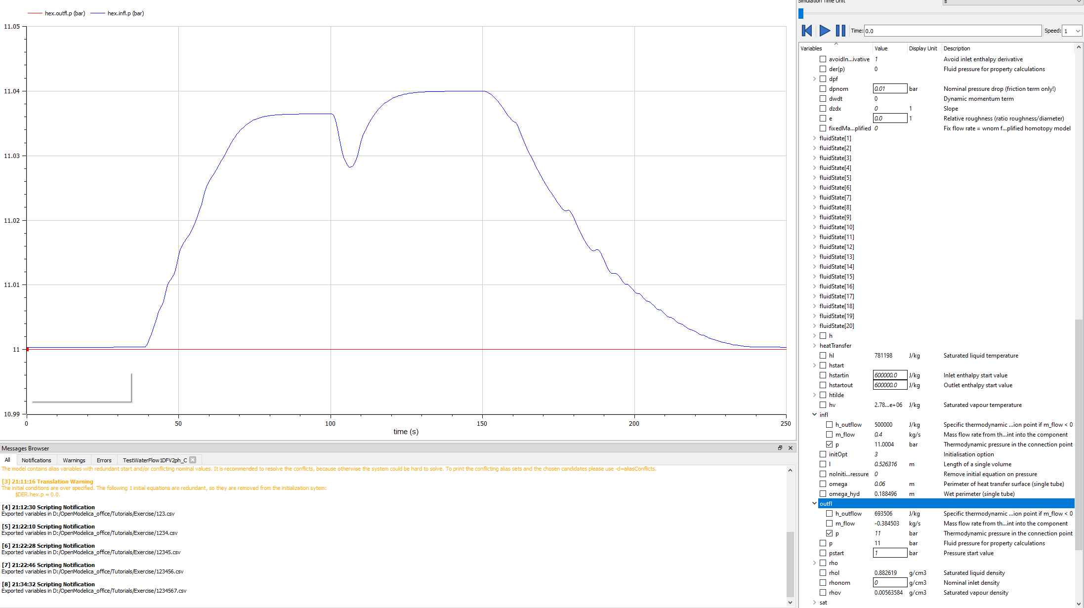 While exporting to CSV from plot, the values attached to pressure source or sink (constant ...