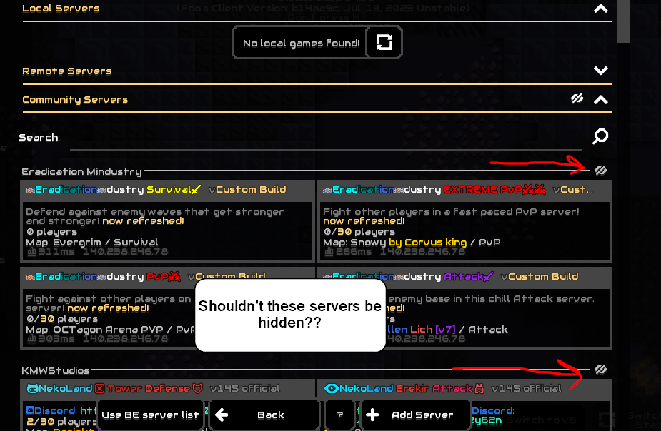 Hidden servers show up · Issue #8906 · Anuken/Mindustry · GitHub