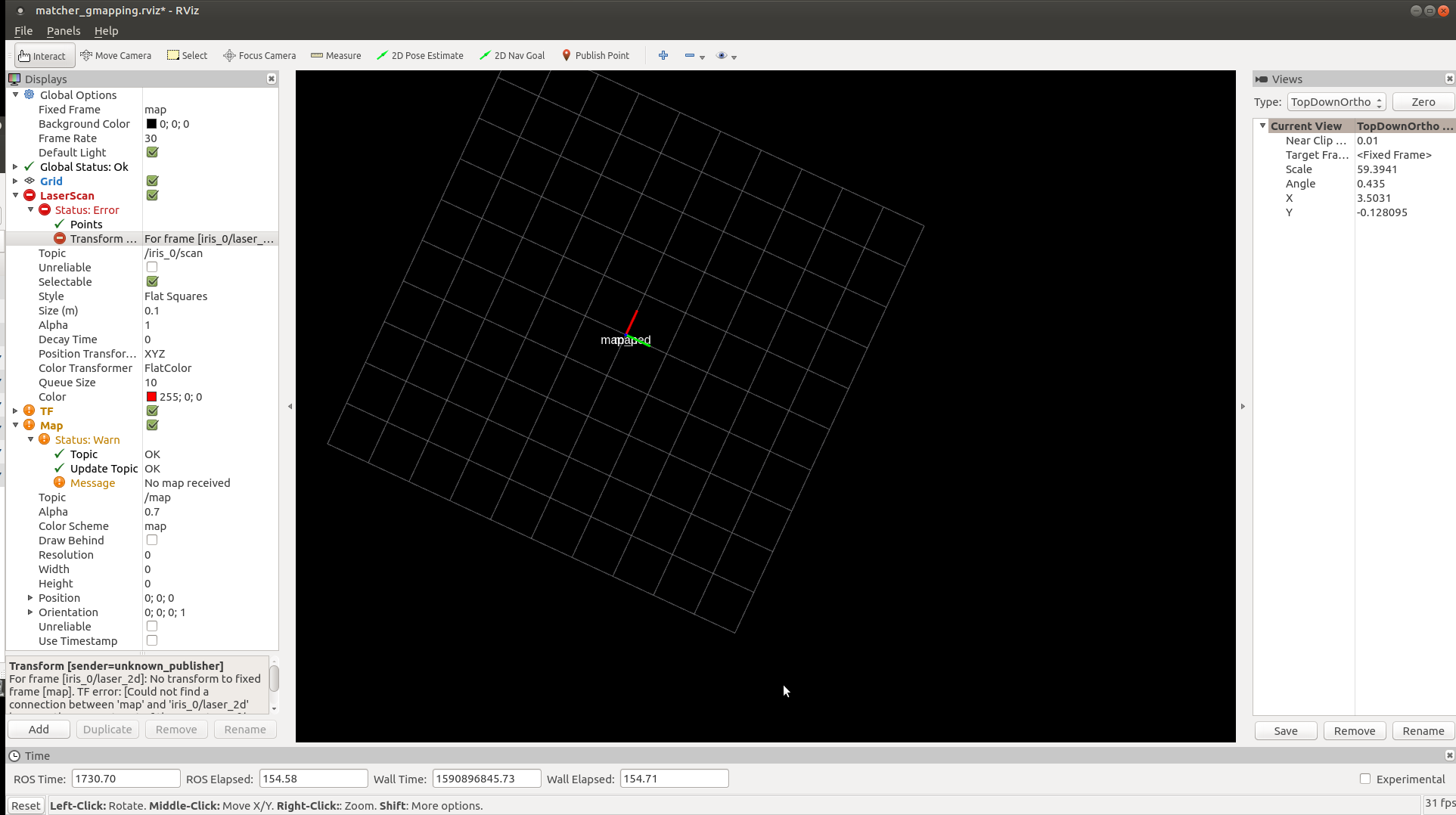 Could not get initial transform from base to laser frame, "iris_0/laser" · Issue #1 · robin ...