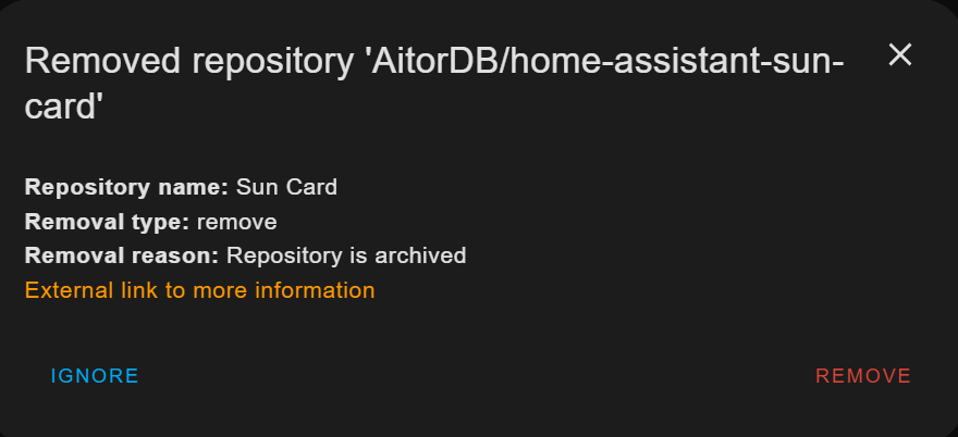 Ignore Button For Archived Repository Not Working · Issue 3092 · Hacs Integration · Github
