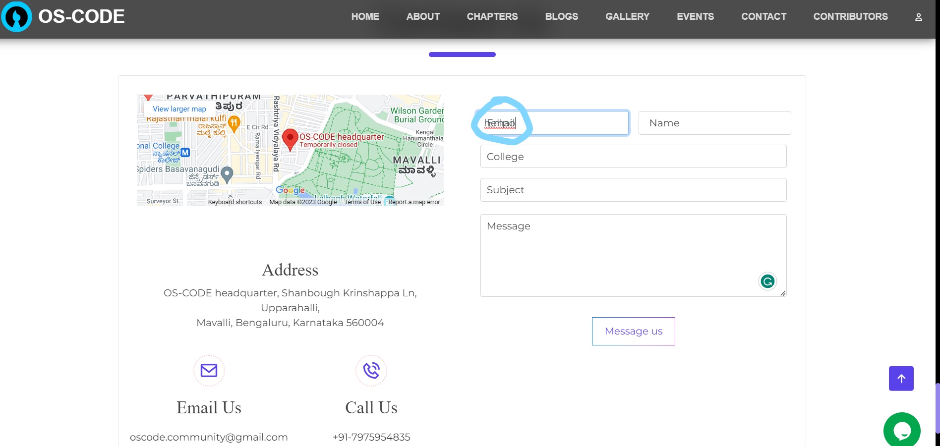 [Bug]: contact us section · Issue #1132 · OSCode-Community/OSCodeCommunitySite · GitHub