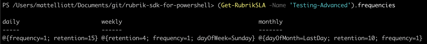 Get-RubrikSLA should display all retention information for advanced ...