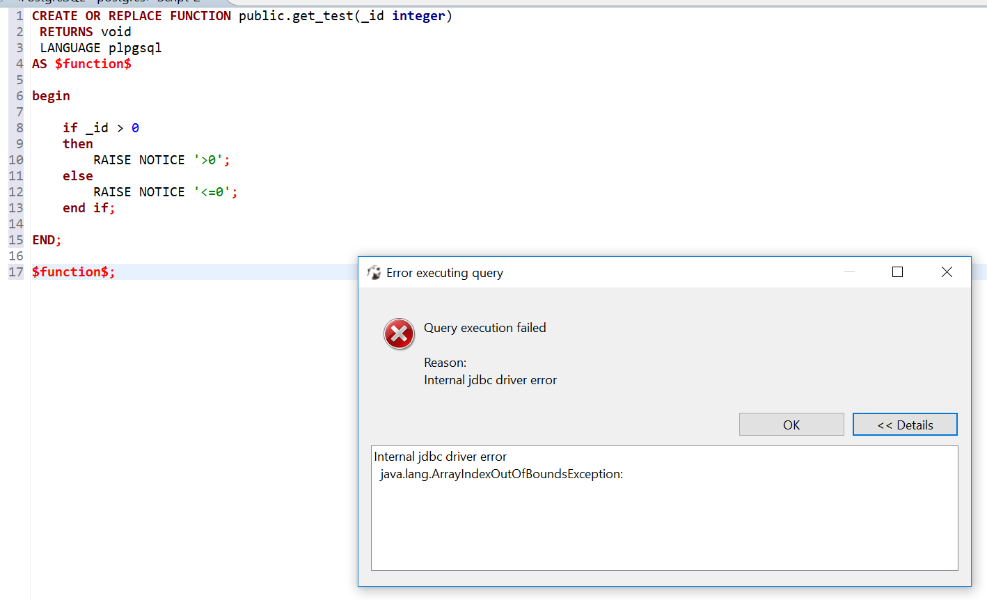 jdbc driver error SQL Editor when IF-THEN statements · Issue #2241 ...