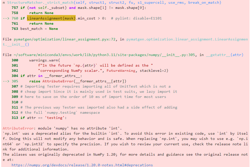 Attributeerror In Linearassignmentinit Pymatgen V 2022117 Python 3110 · Issue 