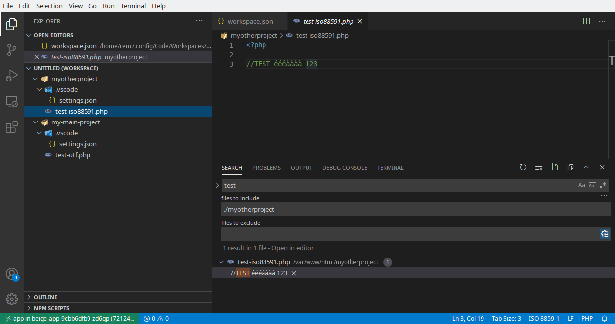 Project and folder settings ignored when opening file from search ...
