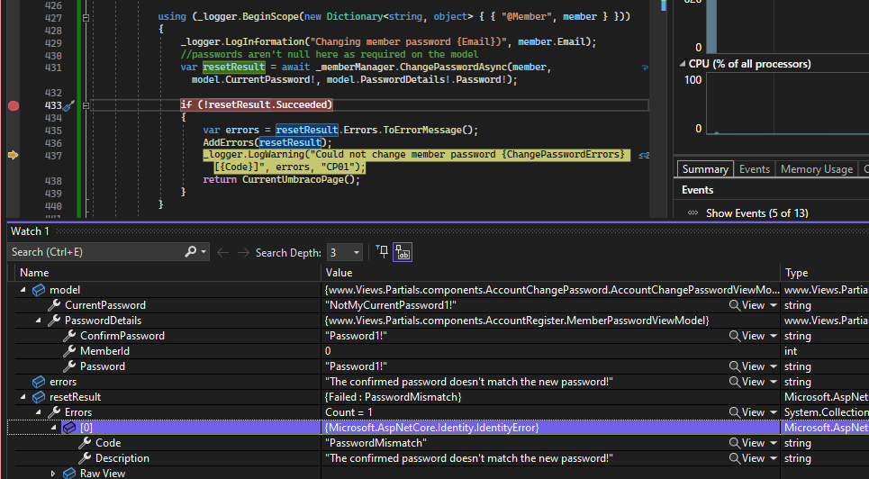 passwordMismatch = `The confirmed password doesn't match the new password!` isn't always the ...