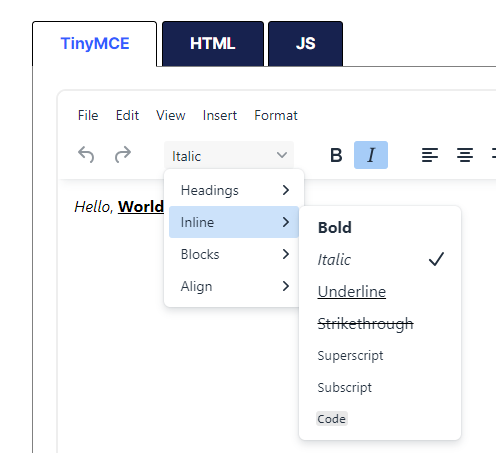support tinymce `style_formats_merge` so that we can have default and rte.css defined styles ...